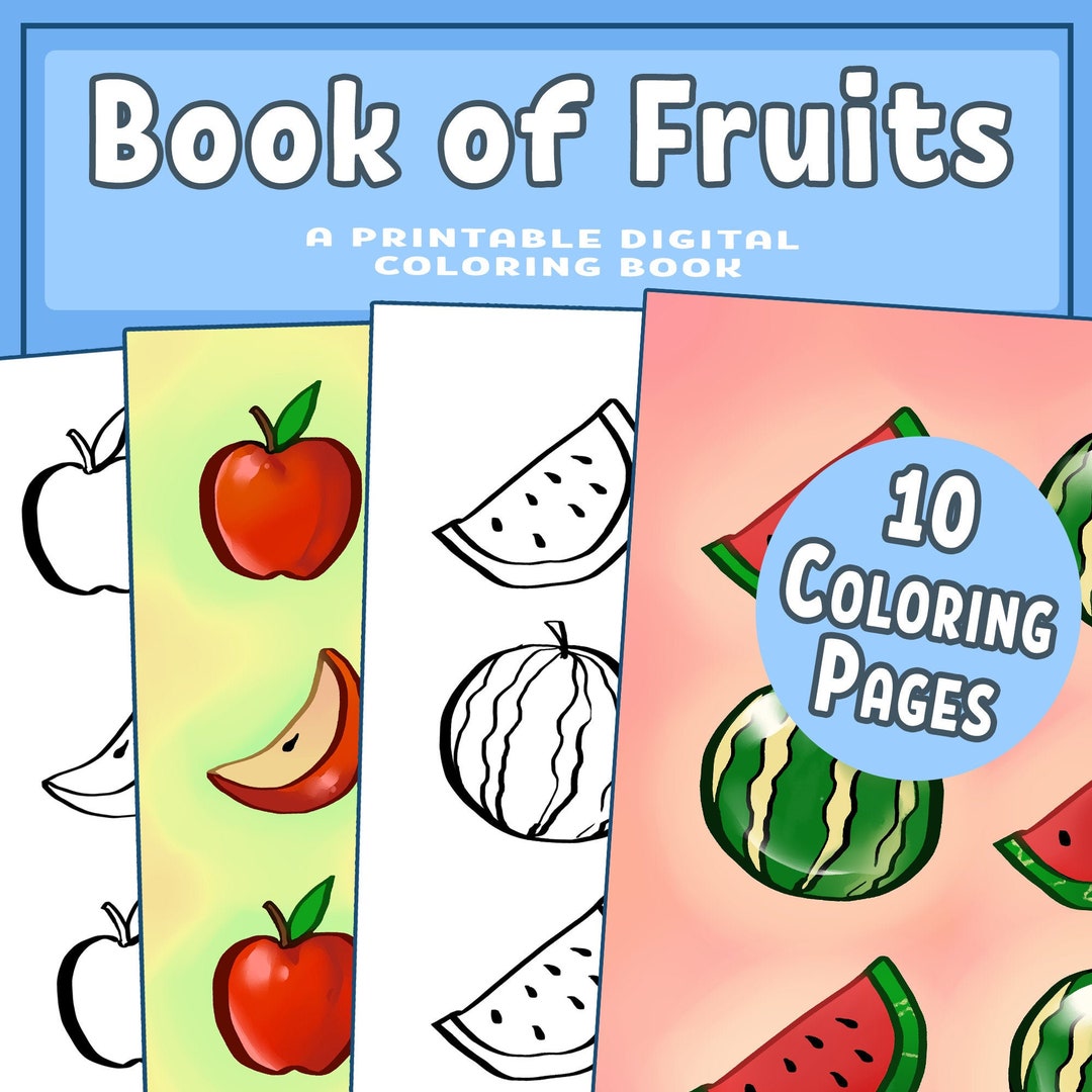 Book of Fruits Coloring Pages for Kids, Printable Fruit Activity ...