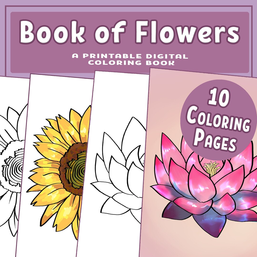 Book of Flowers Instant Download, Kids Coloring Pages, Printable ...