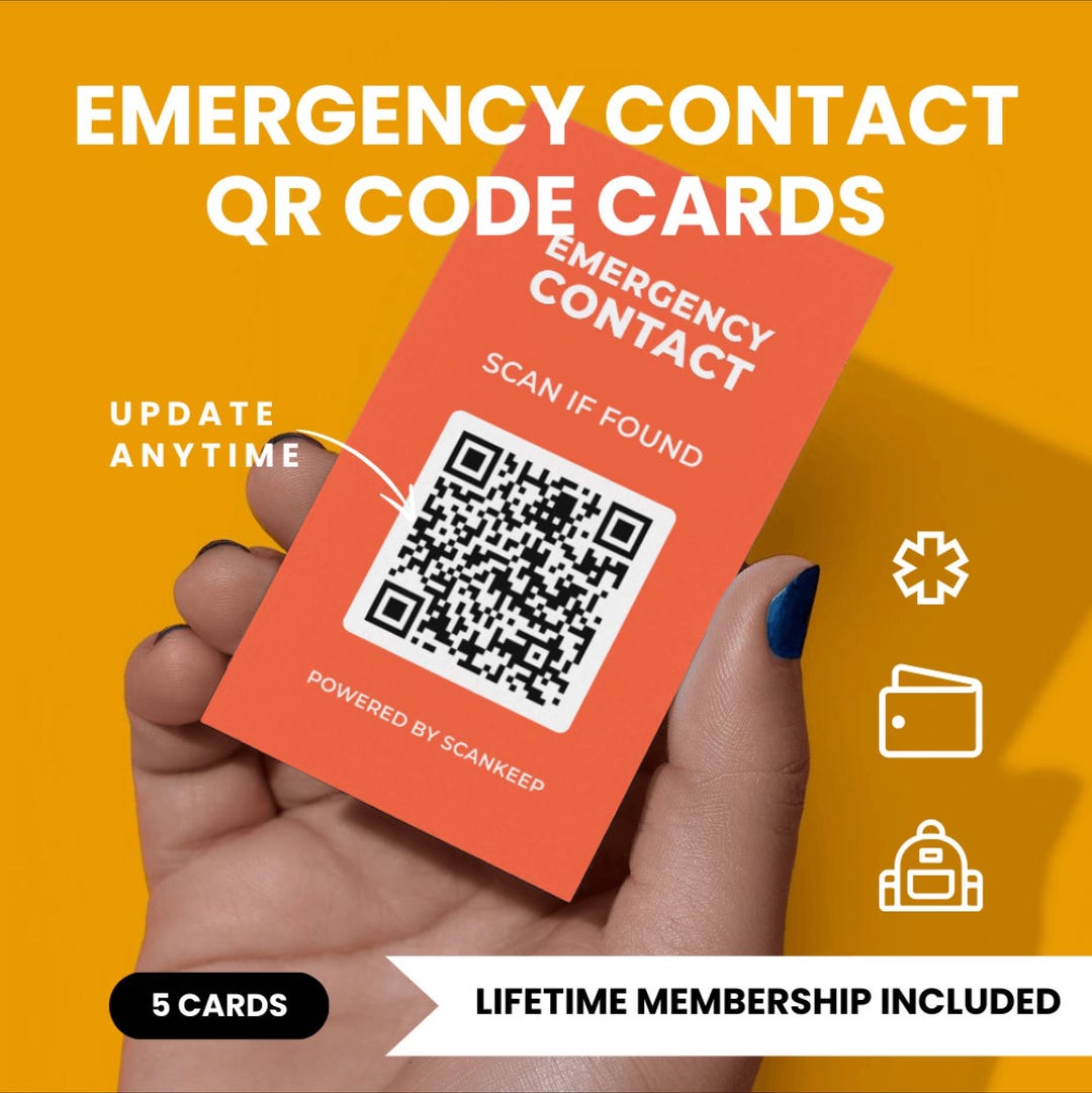10 Unique Emergency Contact QR Code Cards for Wallet, Luggage Tag ...