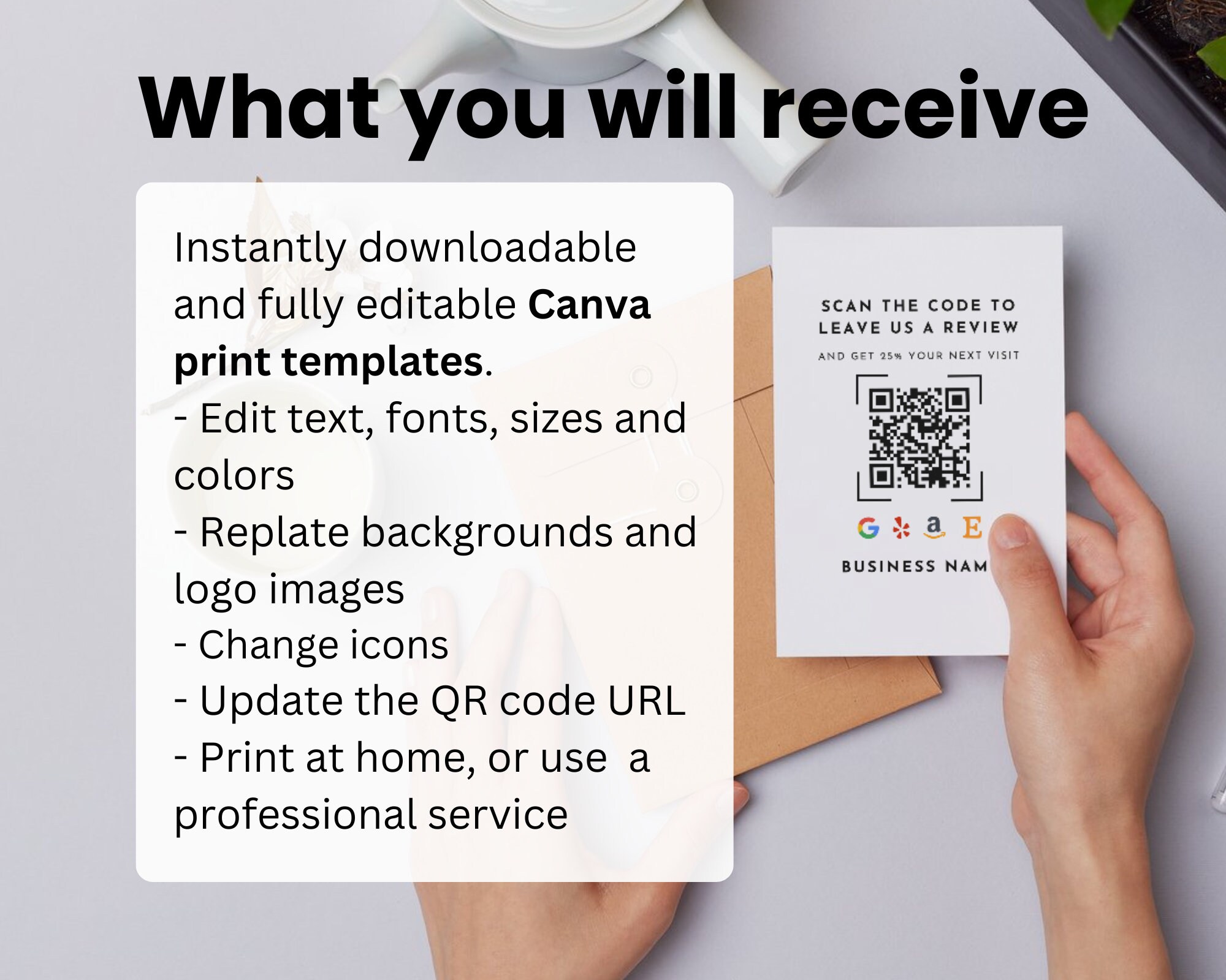 Scan to Review QR Code Sign Canva Template, Google Review, Yelp Review ...