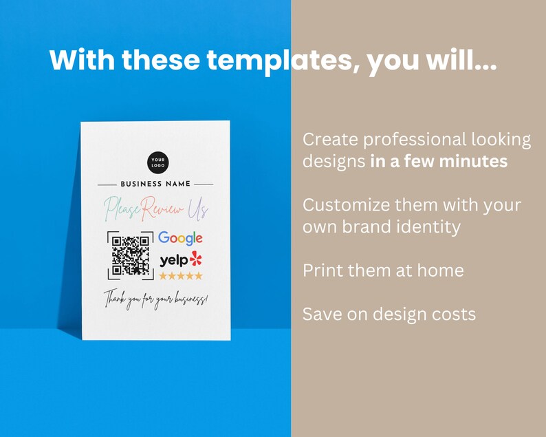 Scan to Review QR Code Sign Canva Template, Google Review, Yelp Review ...