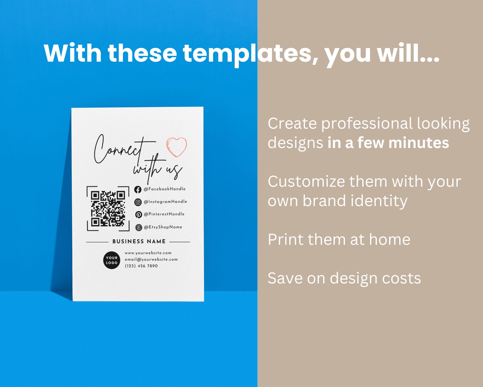 Social Media QR Code Sign Template, Follow Us Sign, Instagram Sign ...