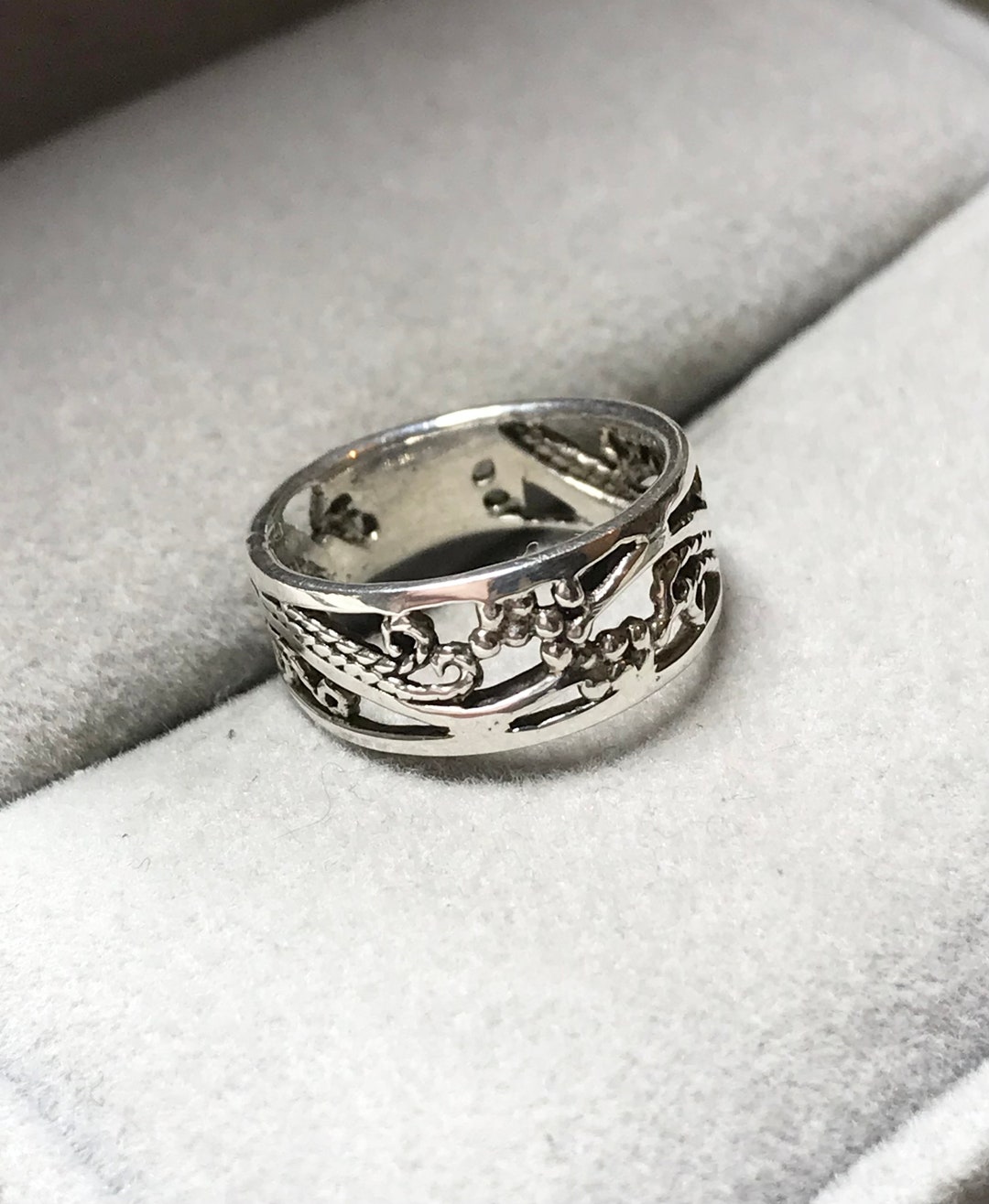 Leaf Ring, Sterling Silver Pinky Ring, Delicate Filigree Vine Ringw - Etsy