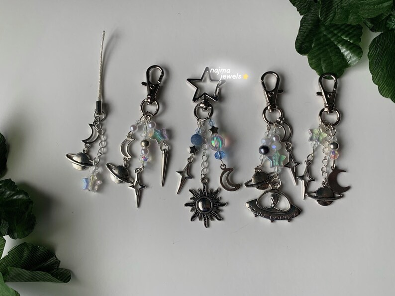 Silver Celestial Alien Y2k Keychain Space Keychain Alien - Etsy