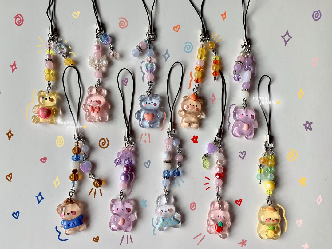 Cute Bear Bunny Phone Charms, Kawaii Phone Charms, Kawaii Phone Strap ...