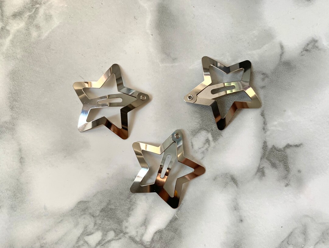 Silver Star Hair Clips | Y2k, Star Snap Clips, Cute Y2k Hair Clips ...