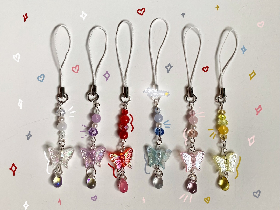 Butterfly Tears Phone Charm | White Purple Red Blue Pink Yellow Phone ...
