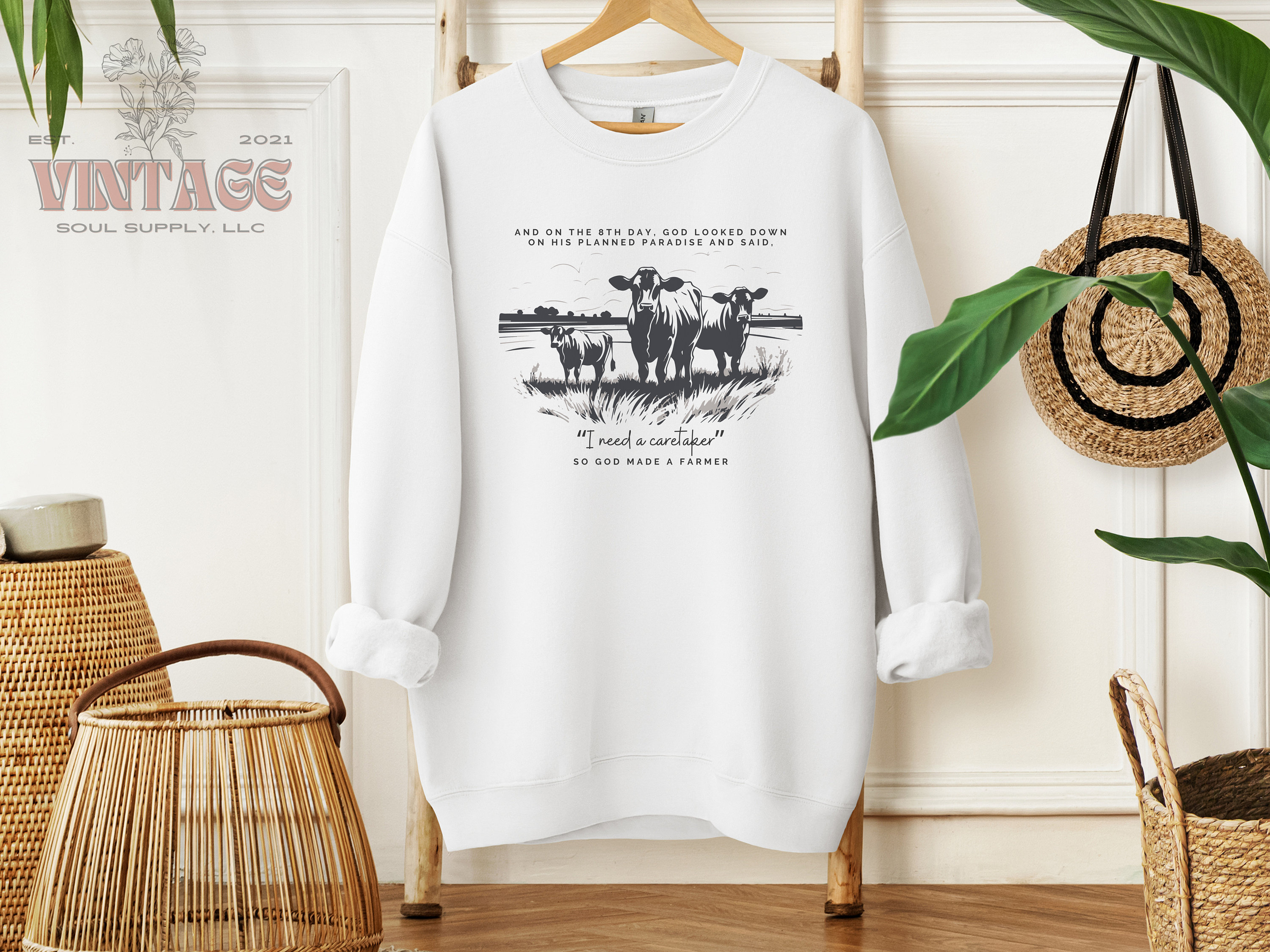 So God Made a Farmer Crewneck Sweatshirt, Western Minimalist Sweater ...