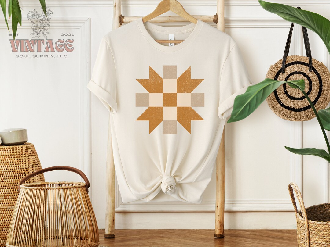 Vintage Quilt Block Bella Canvas Short Sleeve Tee, Retro Unique Gift ...