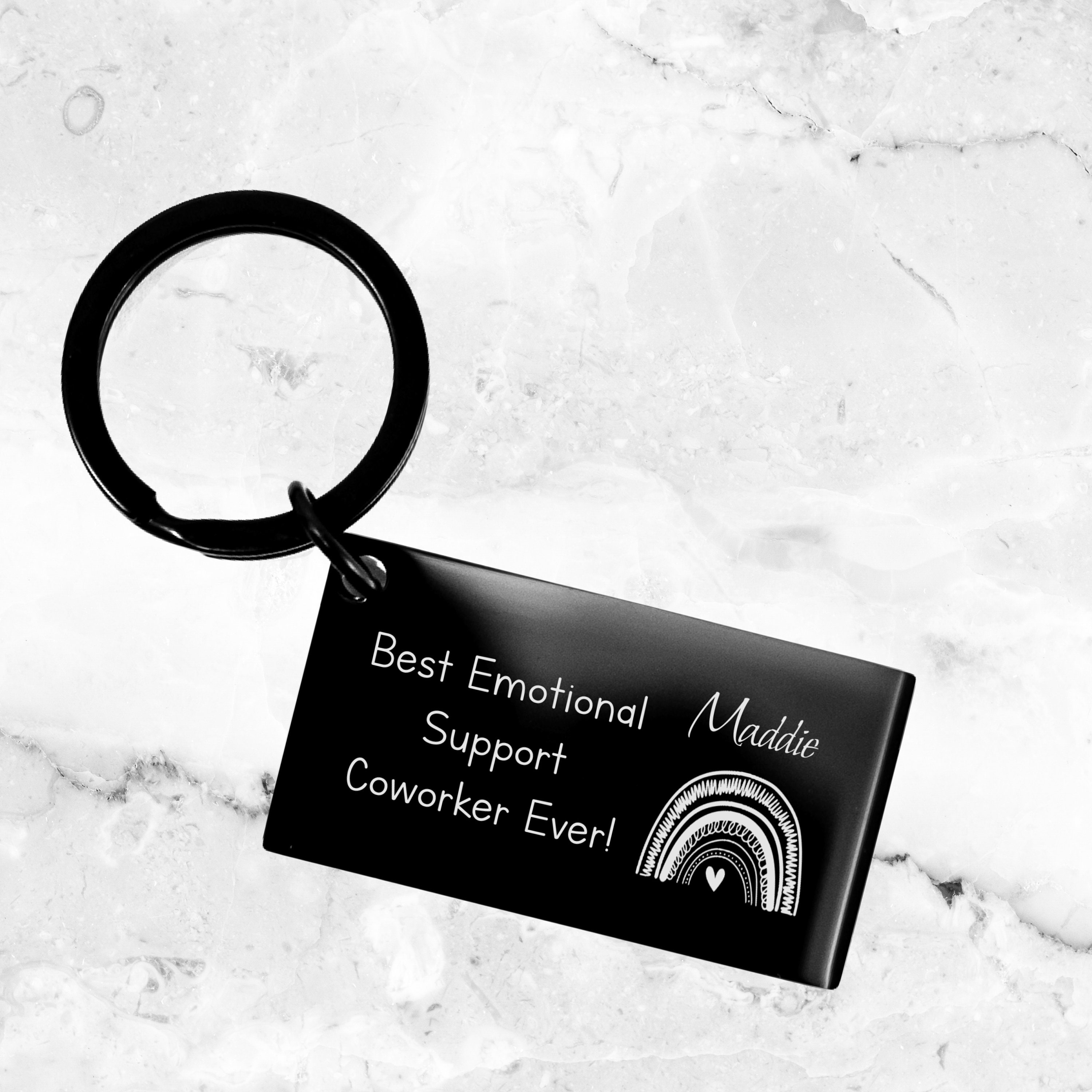 Emotional Support Coworker Keychain, Work Bestie Gift, Personalized ...