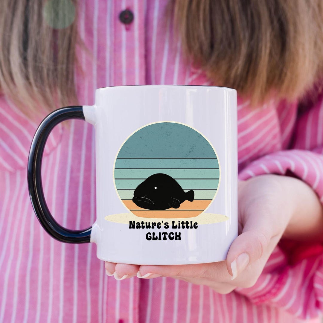 Blobfish Retro Sunset Silhouette Coffee Mug, Blob Fish Accent Colored ...