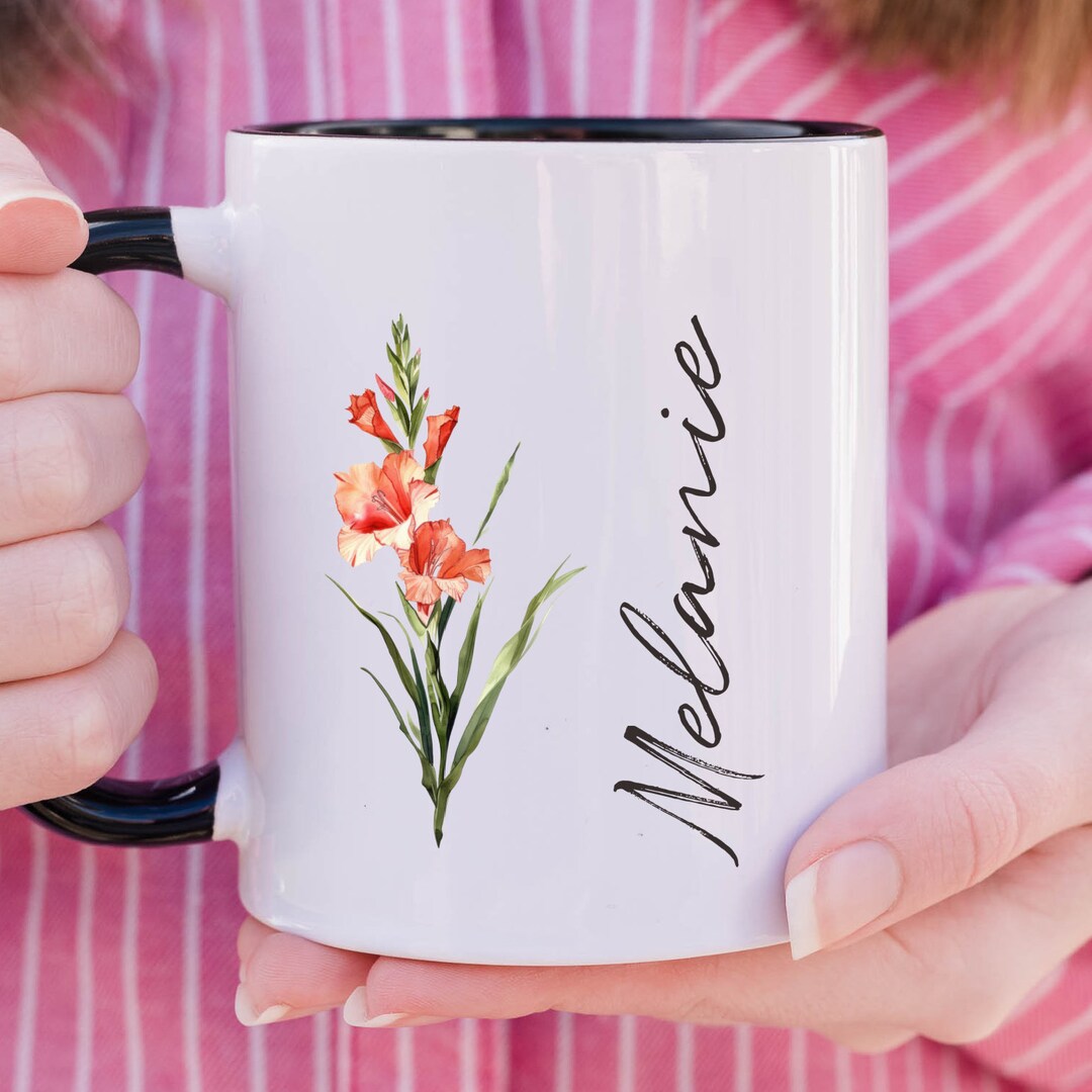 Birth Flower Mug, Personalized Birth Flower Gift, Birth Flower Cup ...