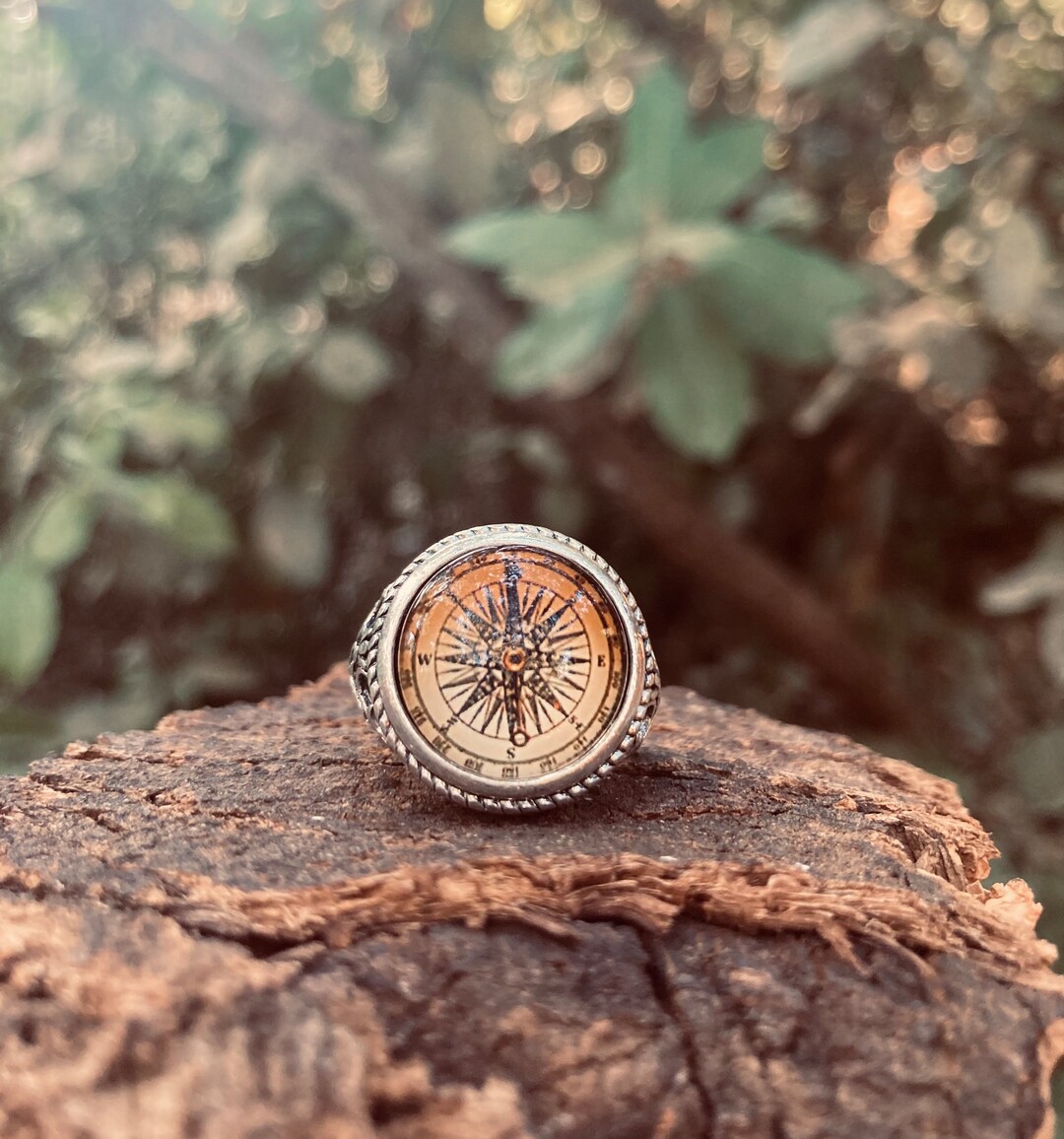Compass Ring, FREEDOM ORIENTED, Compass Ring, Adjustable Ring, Unisex ...