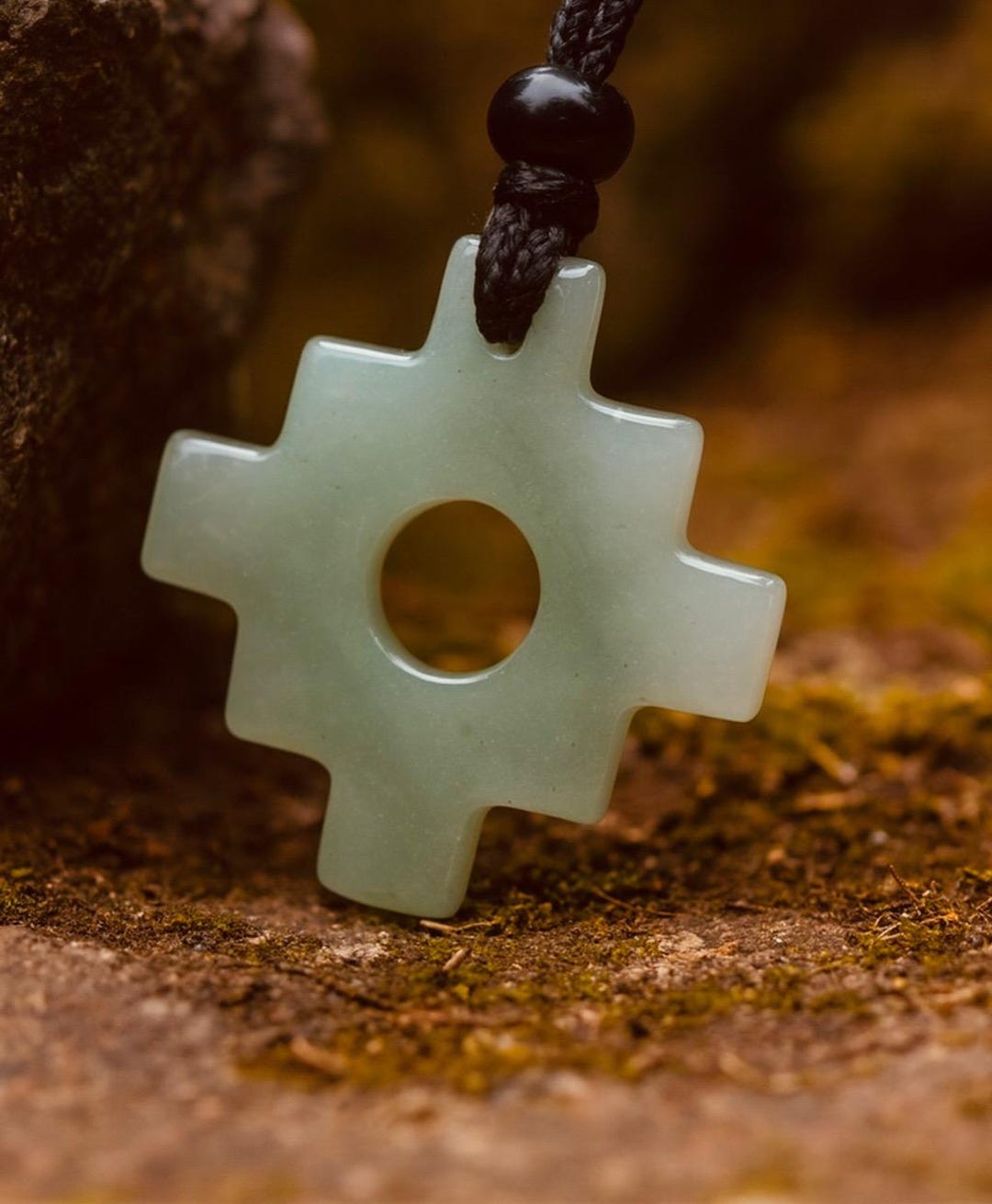 Andean Cross Necklace, Green Aventurine Chacana, Amulet of Protection ...