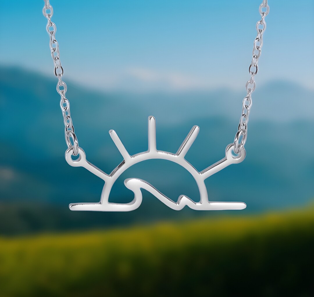 Sun and Wave Pendant, SUNSHINE. Wave Pendant, Sun Necklace, Wave ...