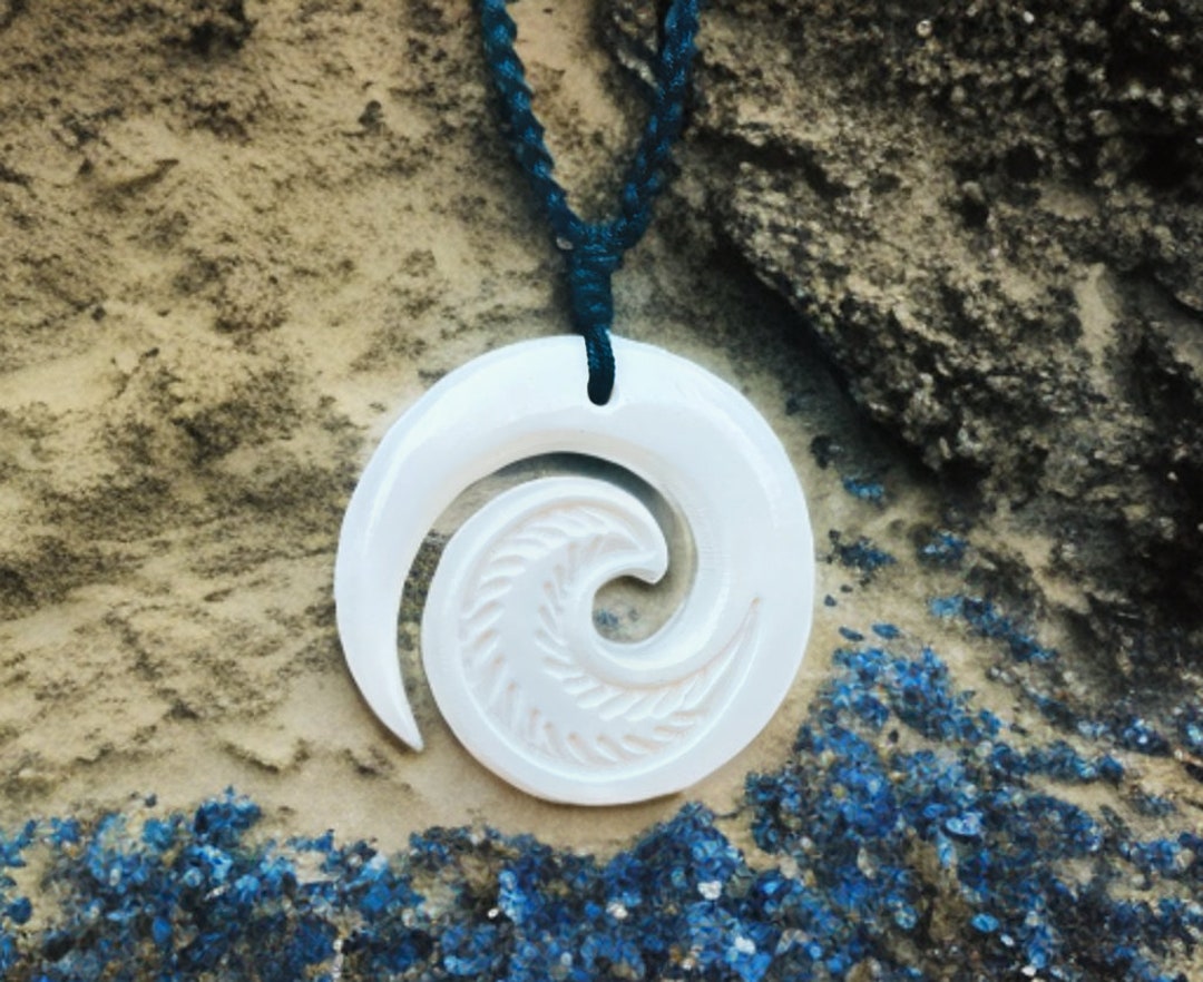 Surfer Necklace, Summer Necklace, Carved Bone Necklace, Beach Pendant ...