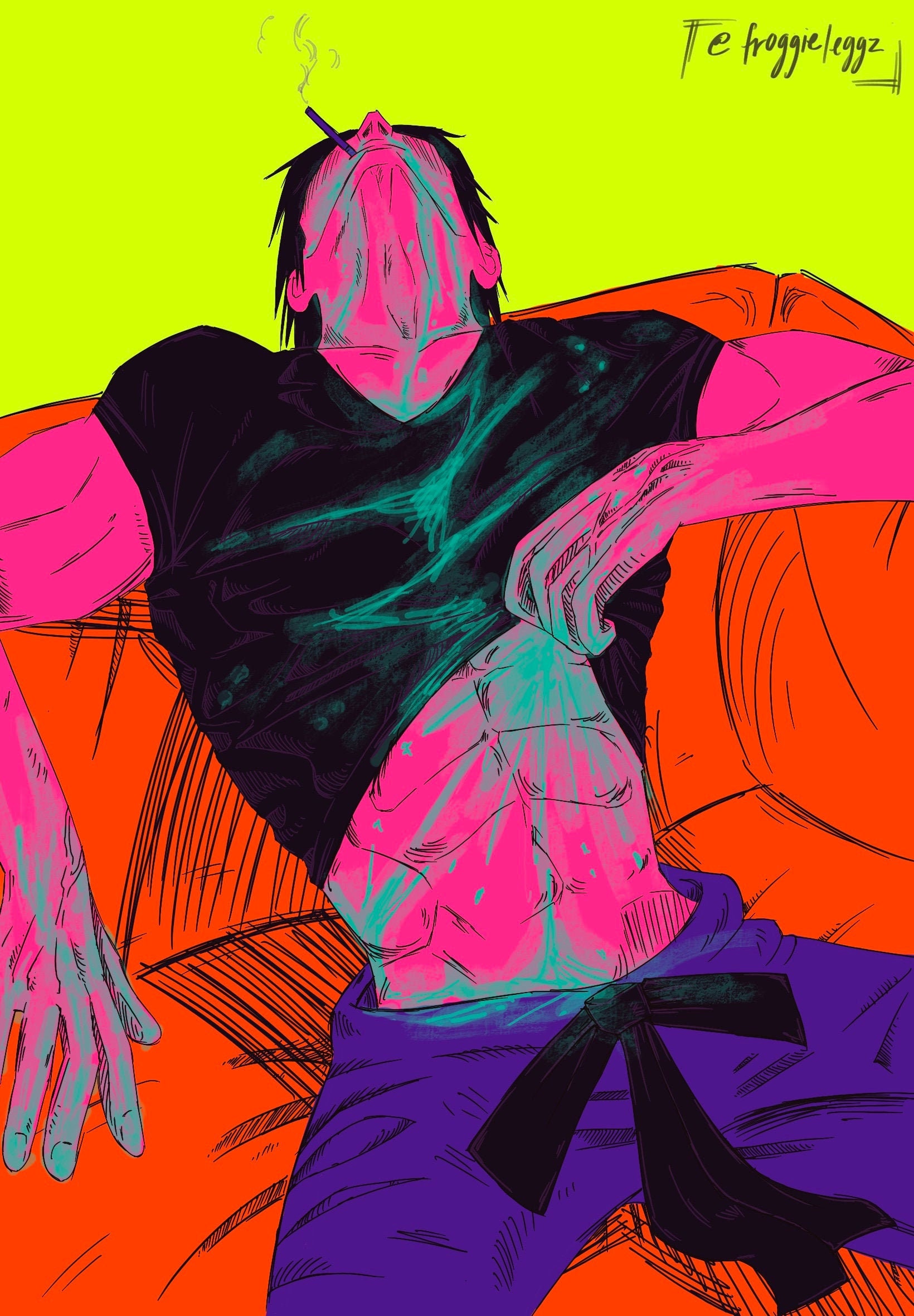 Neon Toji Fushiguro Print | Etsy