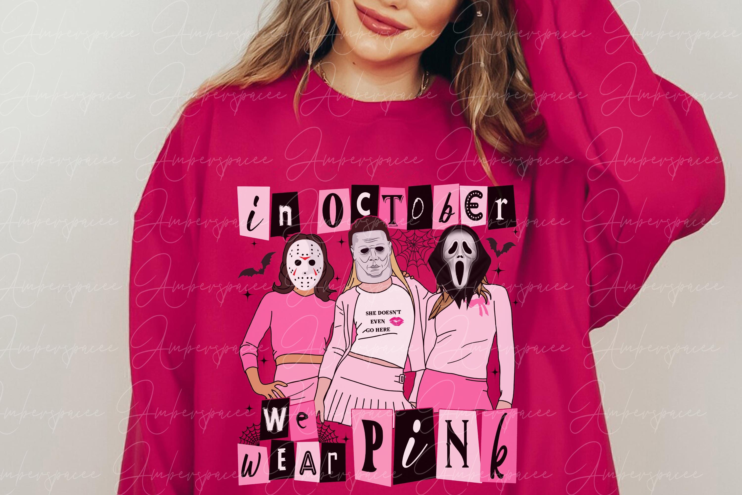 In October We Wear Pink PNG SVG, Horror Halloween Svg, Pink Halloween ...