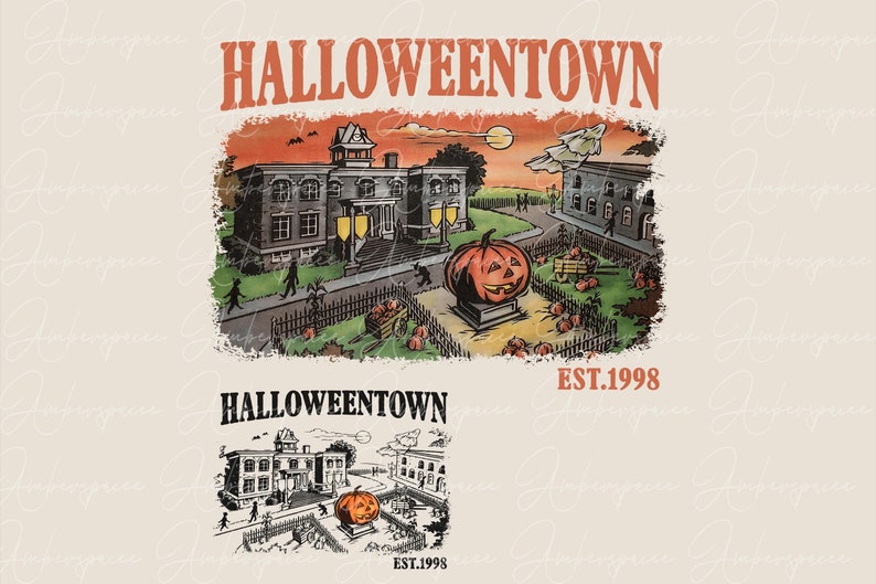 Vintage Halloween Town Est 1998 Png, Halloweentown Png, Pumpkin ...