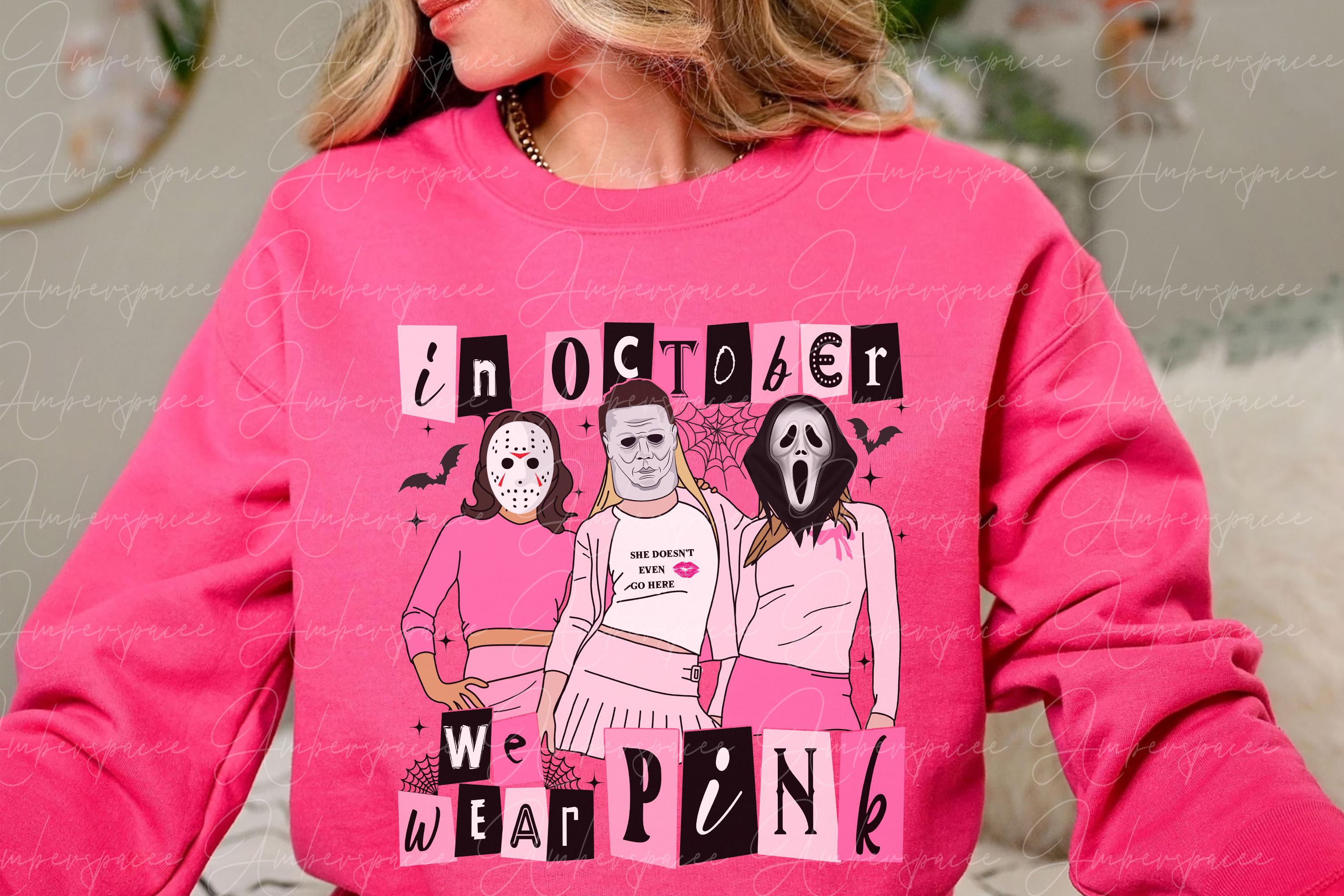 In October We Wear Pink PNG SVG, Horror Halloween Svg, Pink Halloween ...