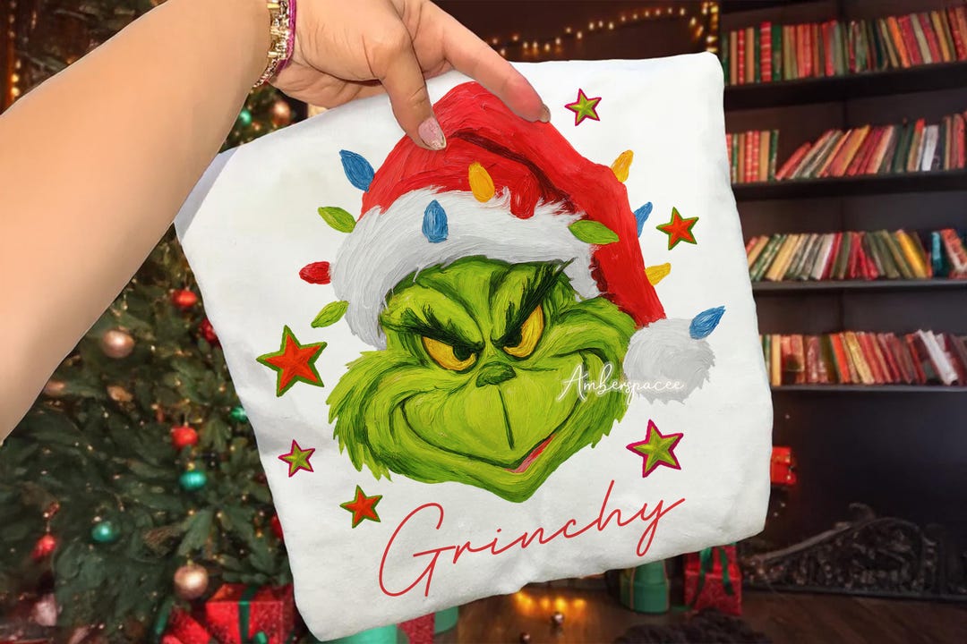 Grinchy Png, Hand Painted Grinc Png, Preppy Christmas Png, Santa Grinc ...