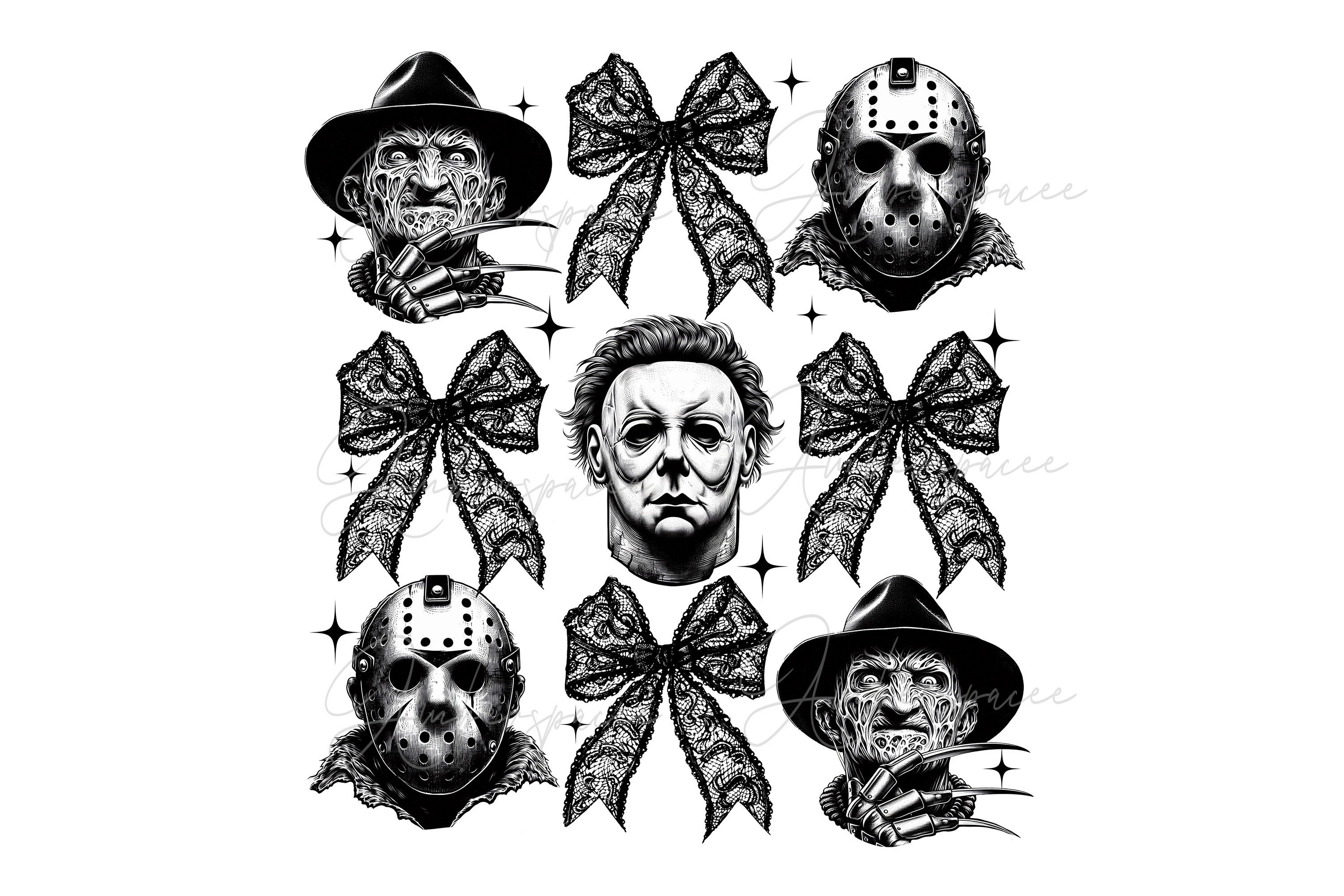Halloween Coquette Bow Png, Horror Halloween Png, Horror Characters Png ...
