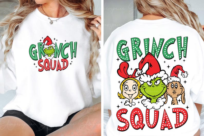 Grinch Squad Svg Png, Grinch Front and Back Svg Png, Christmas Svg ...