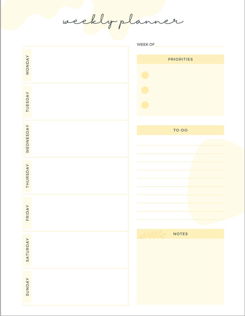 Clean & Simple Weekly Planner / Weekly Planner / Printable Planner - Etsy