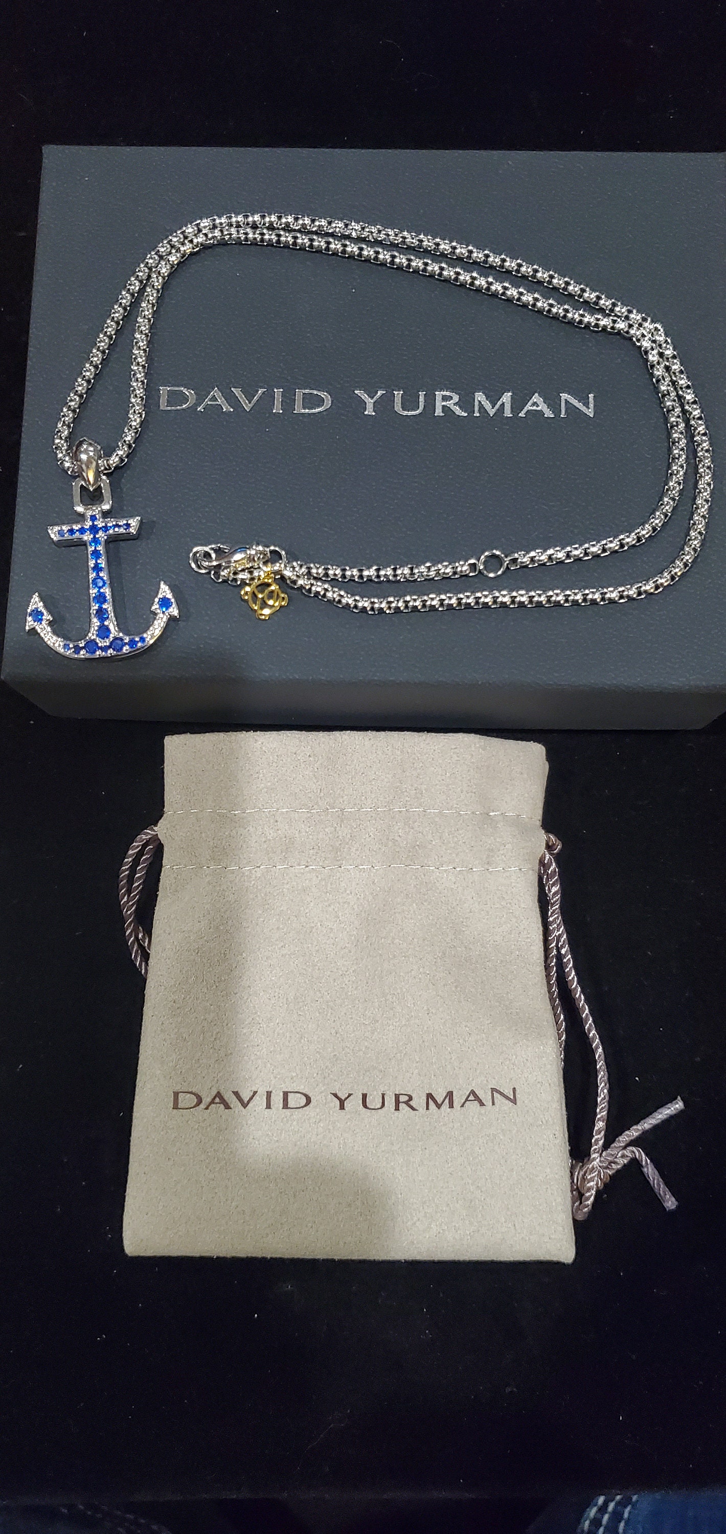 David Yurman Maritime Anchor Amulet Sterling Silver With Blue Pavé ...
