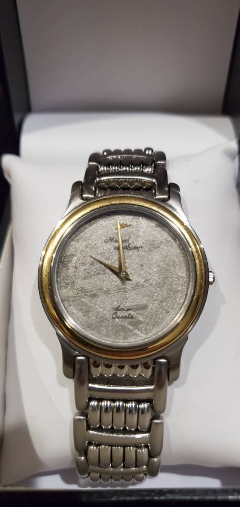 Rare Vintage Michael Anthony Meteorite Dial 14k Gold Bezel Quartz Mens ...
