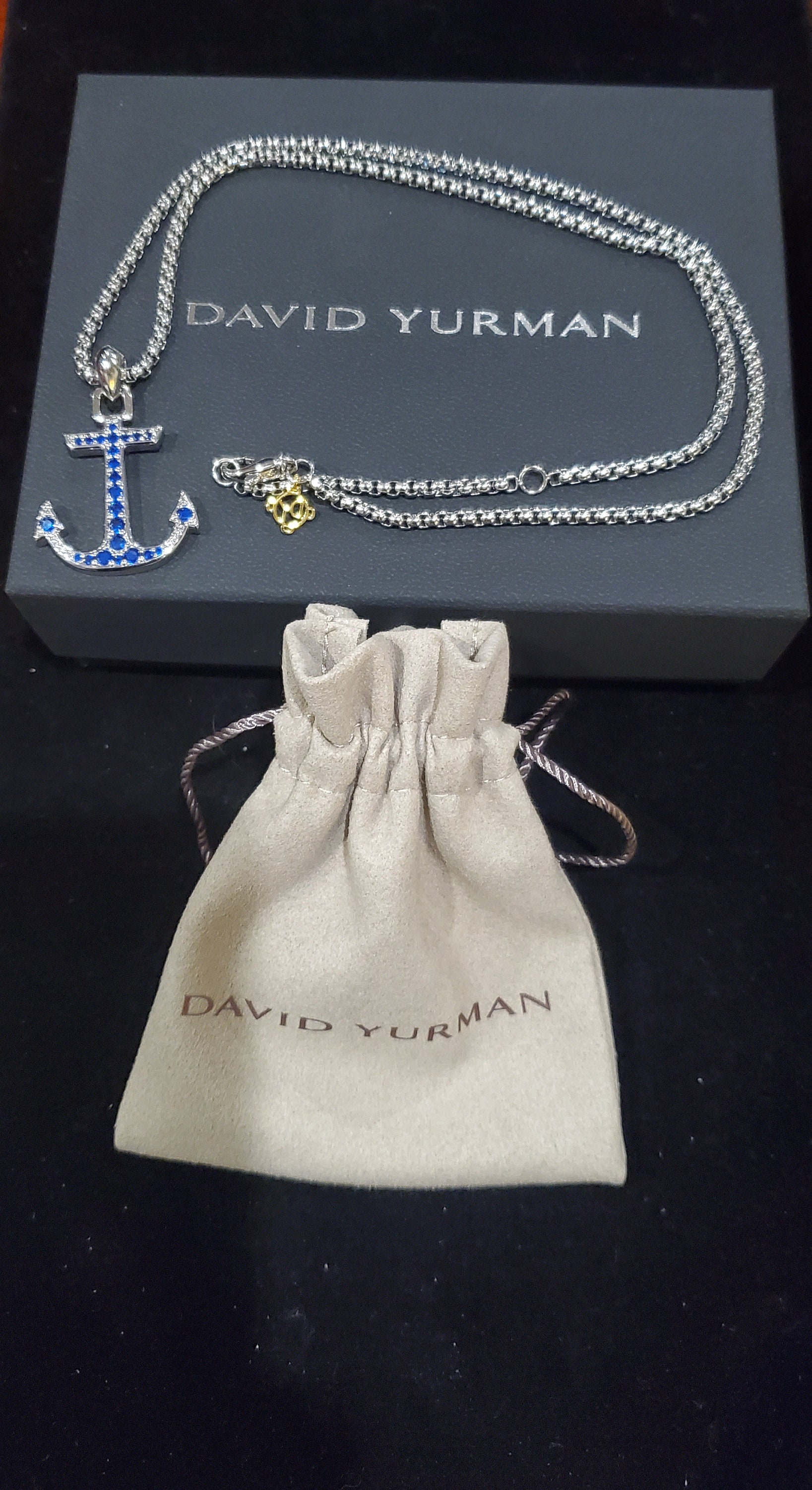 David Yurman Maritime Anchor Amulet Sterling Silver With Blue Pavé ...