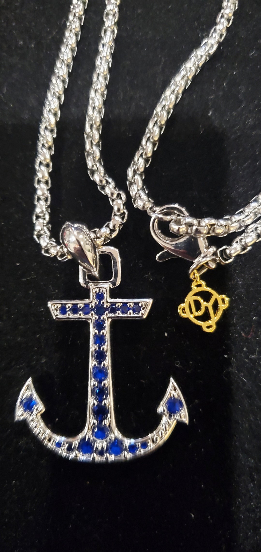 David Yurman Maritime Anchor Amulet Sterling Silver With Blue Pavé ...