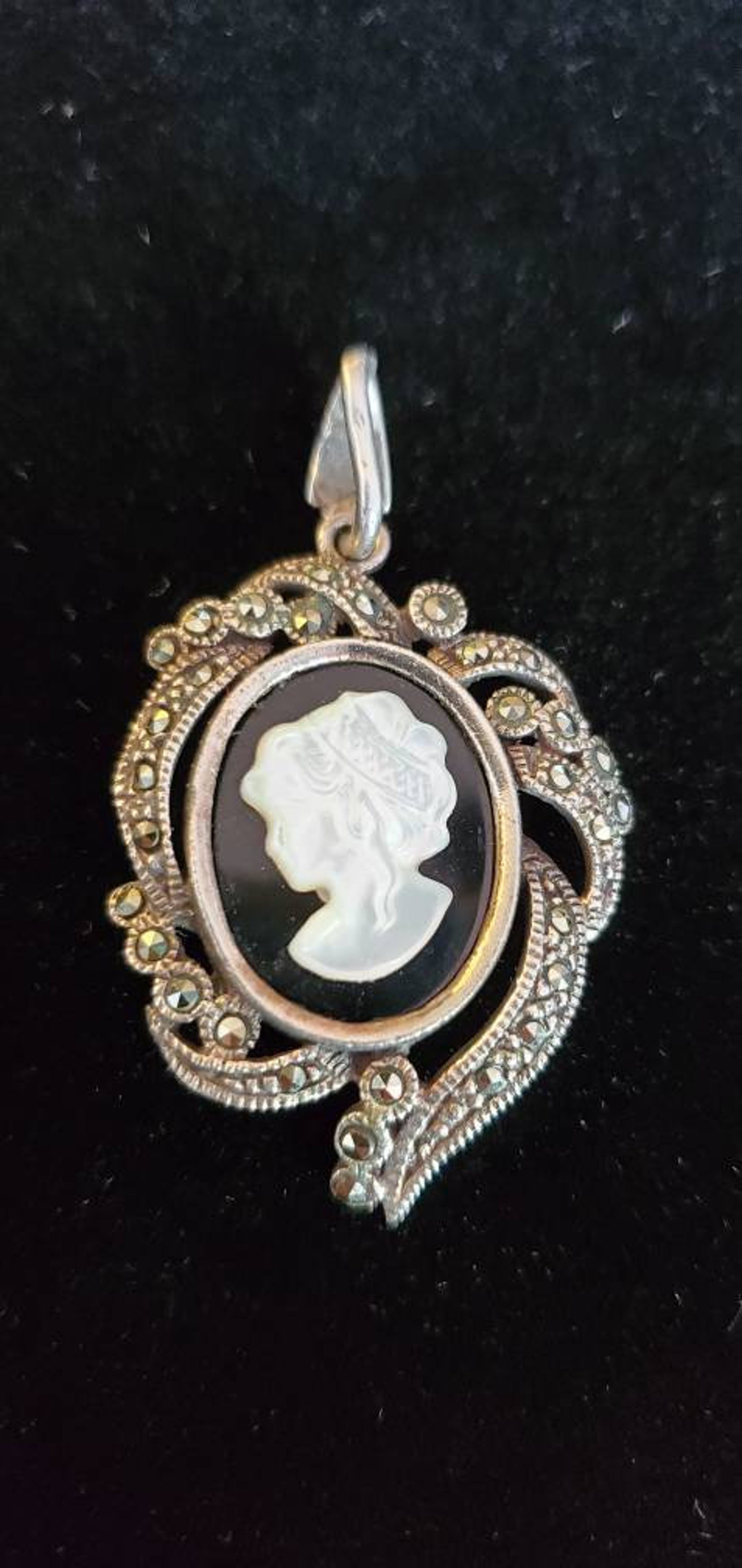 Black Onyx Cameo Woman's Pendant - Etsy