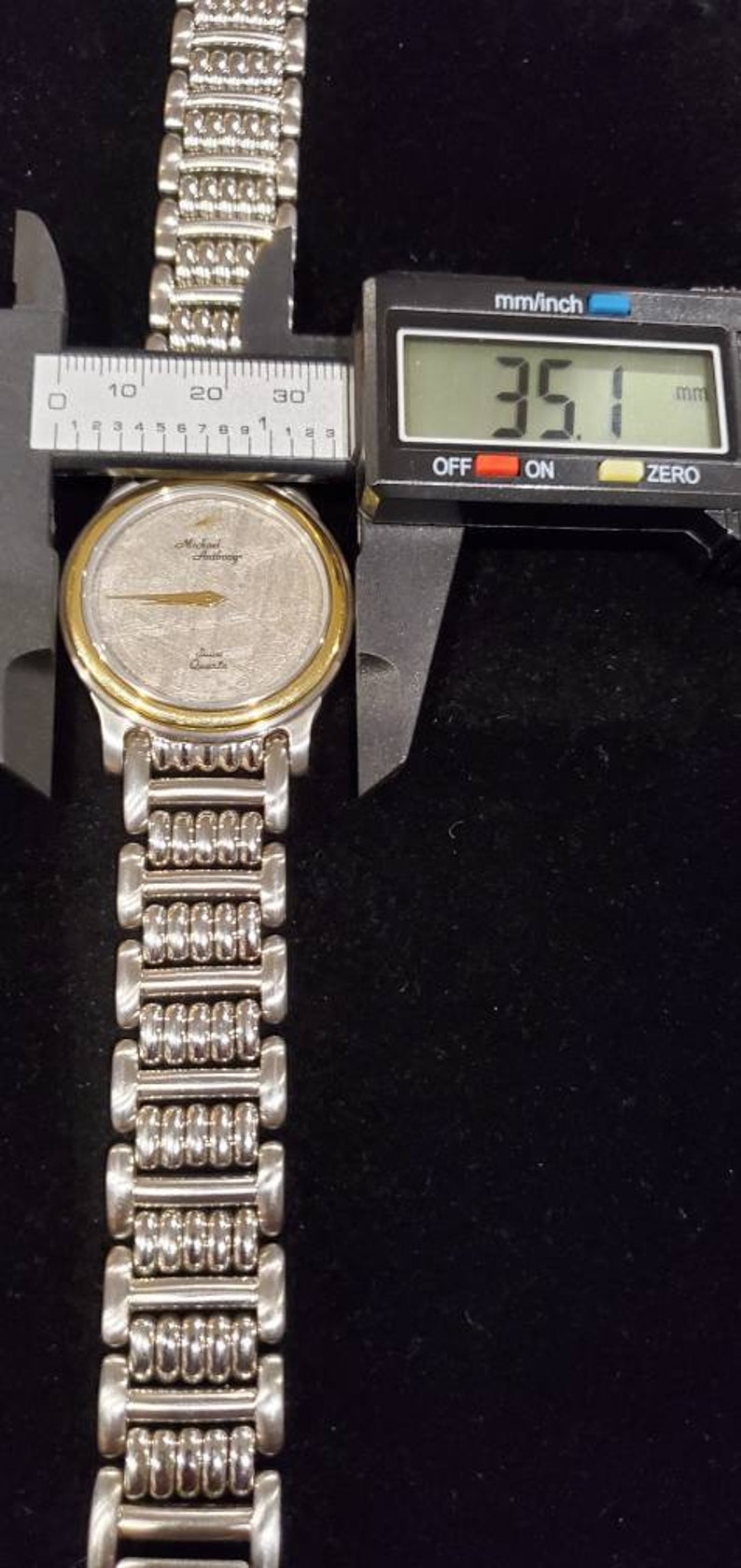 Rare Vintage Michael Anthony Meteorite Dial 14k Gold Bezel Quartz Mens ...