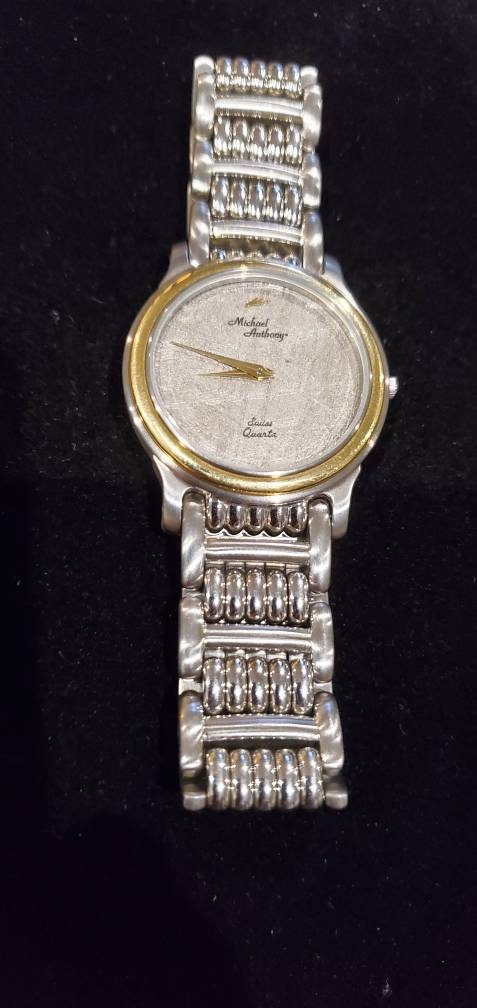 Rare Vintage Michael Anthony Meteorite Dial 14k Gold Bezel Quartz Mens ...