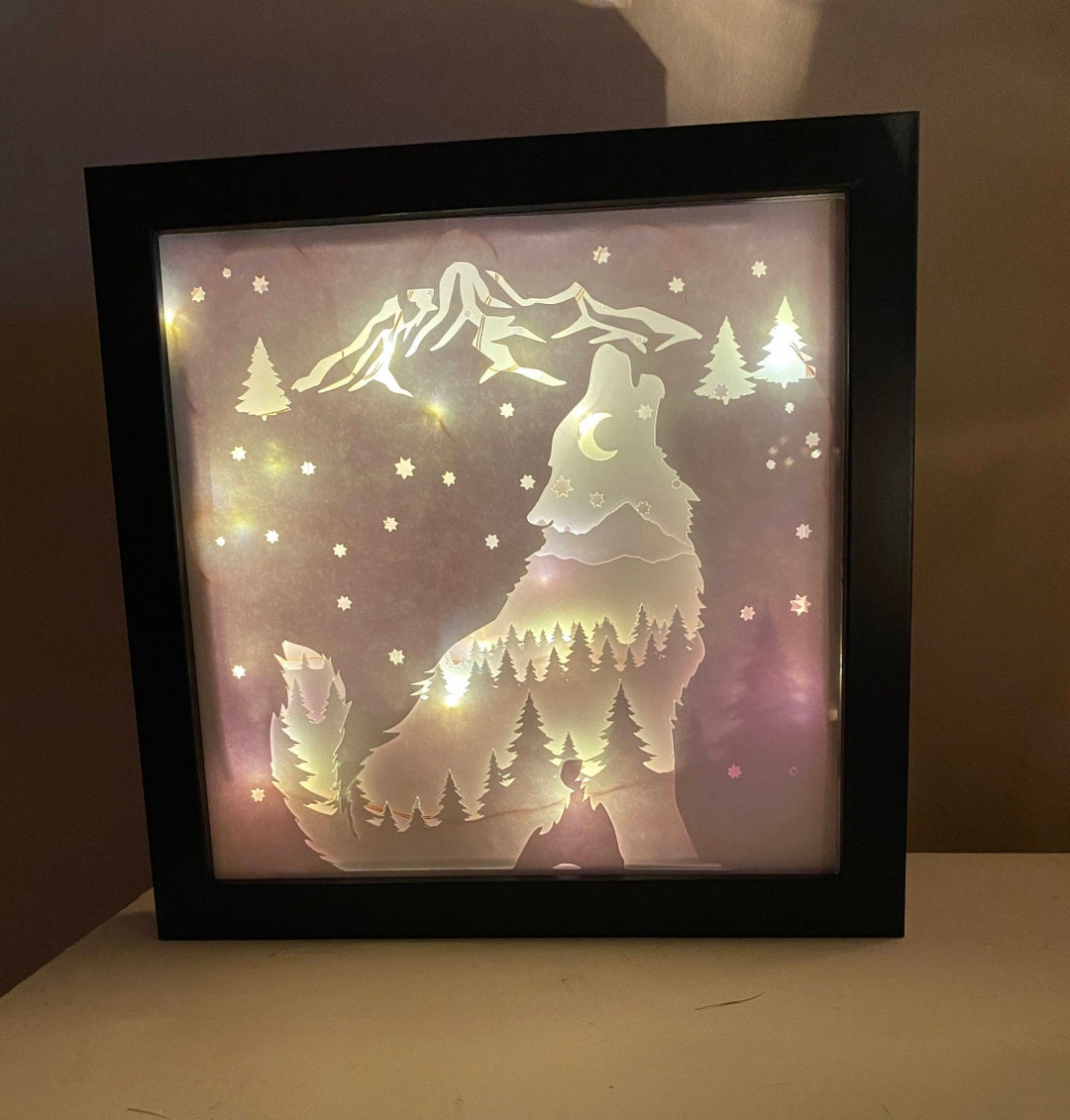 Wolf Lightbox 3D SVG | Layered Shadowbox Digital Download | Wolf ...