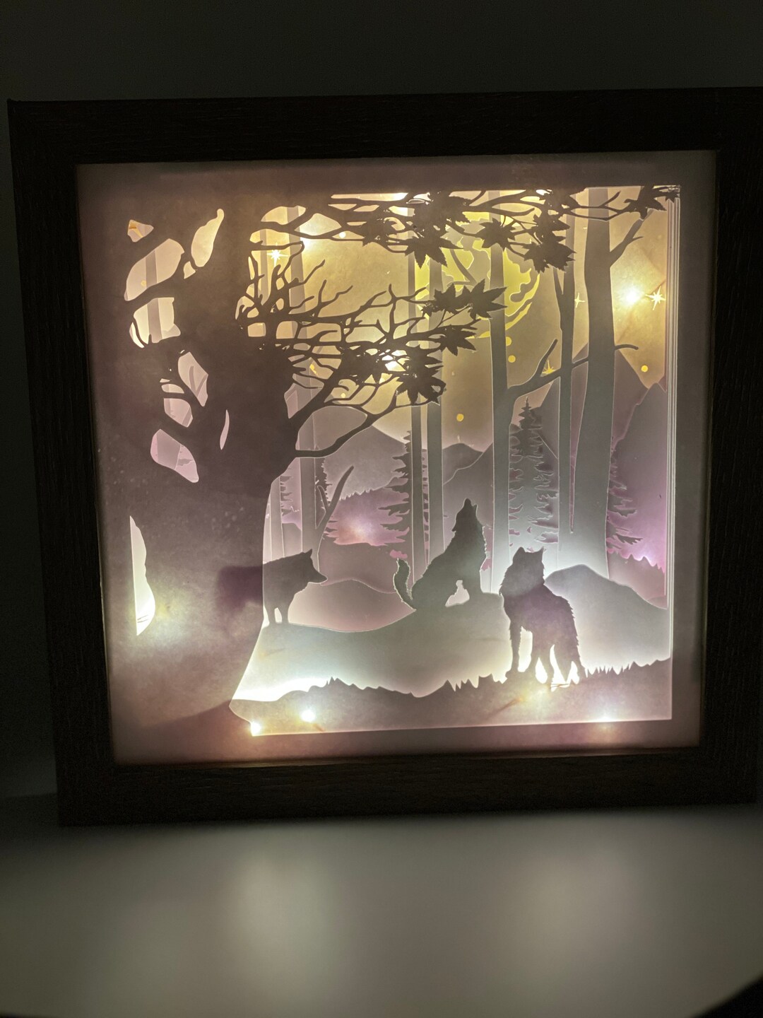 Wolf Lightbox 3D Svg Paper Art Shadowbox Wolves Wilderness Light Box ...