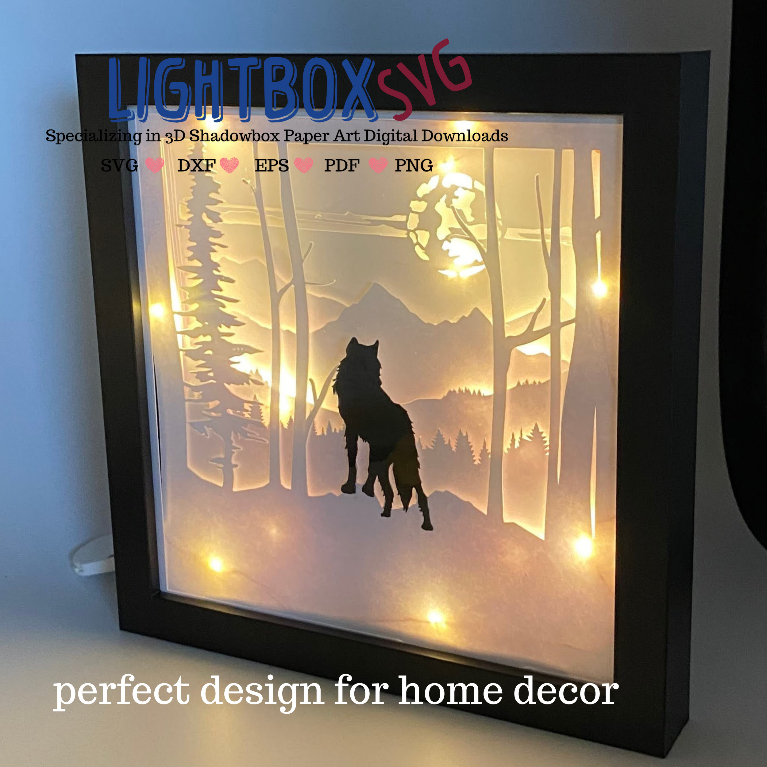 Wolf Lightbox Cricut Template SVG Wilderness 3D Shadowbox - Etsy Australia
