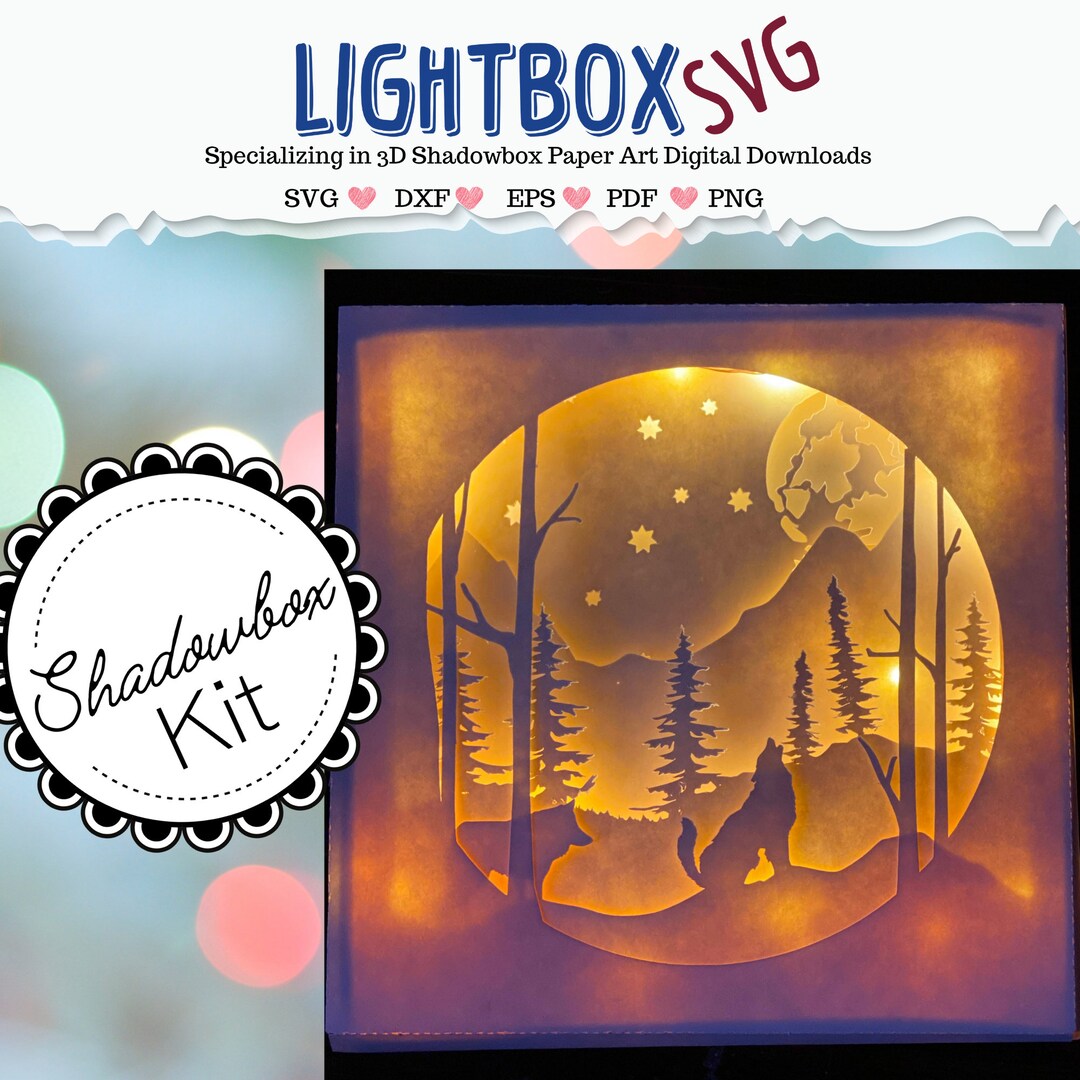 Wolf Shadowbox SVG *frame Included* Wolves Life Layered Light Box ...