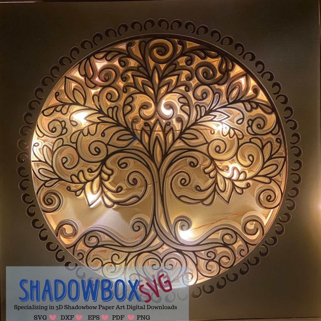 Tree of Life SVG Shadowbox, 3D Layered Tree of Life Lightbox, 3D SVG ...