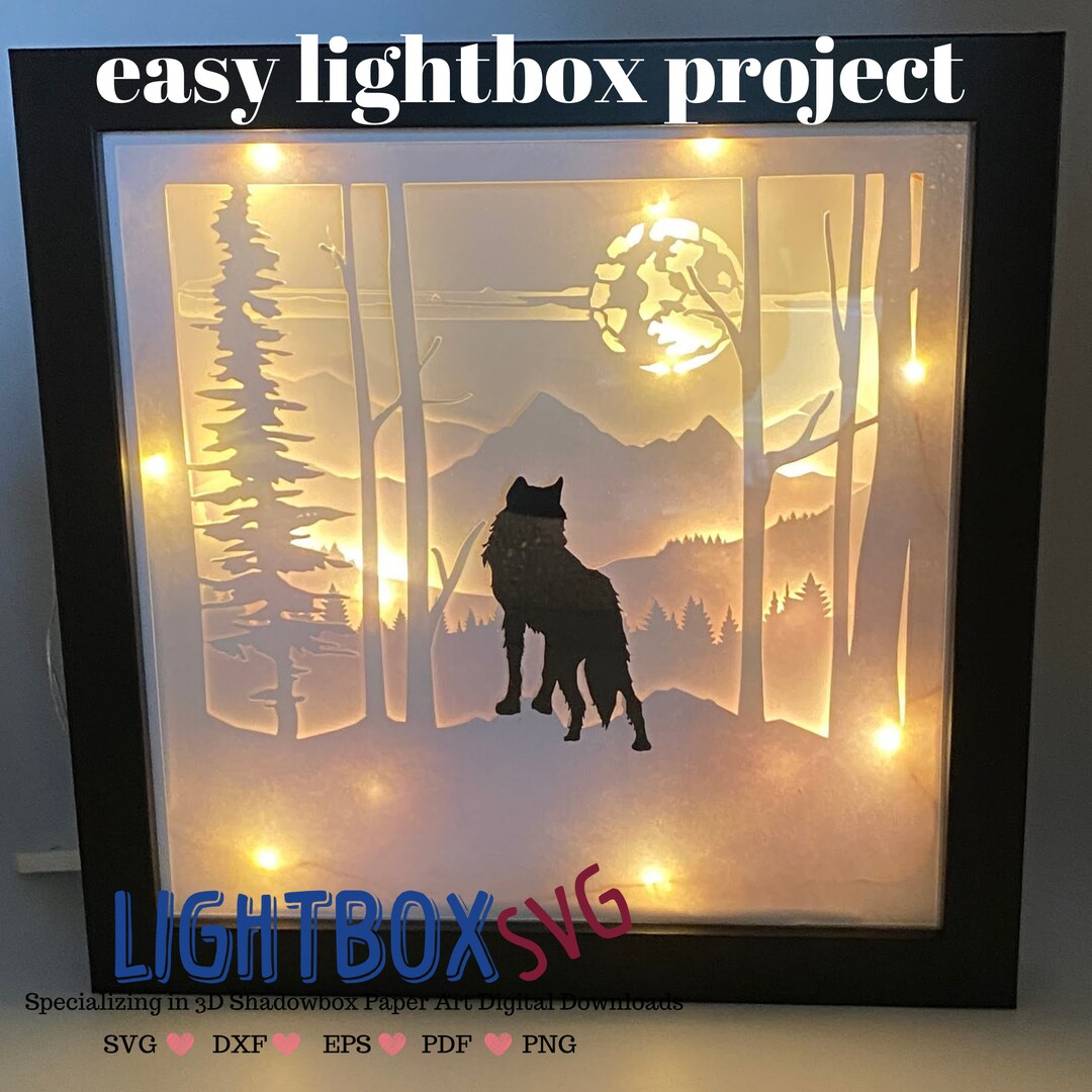 Wolf Lightbox Cricut Template SVG Wilderness 3D Shadowbox Layered Paper ...