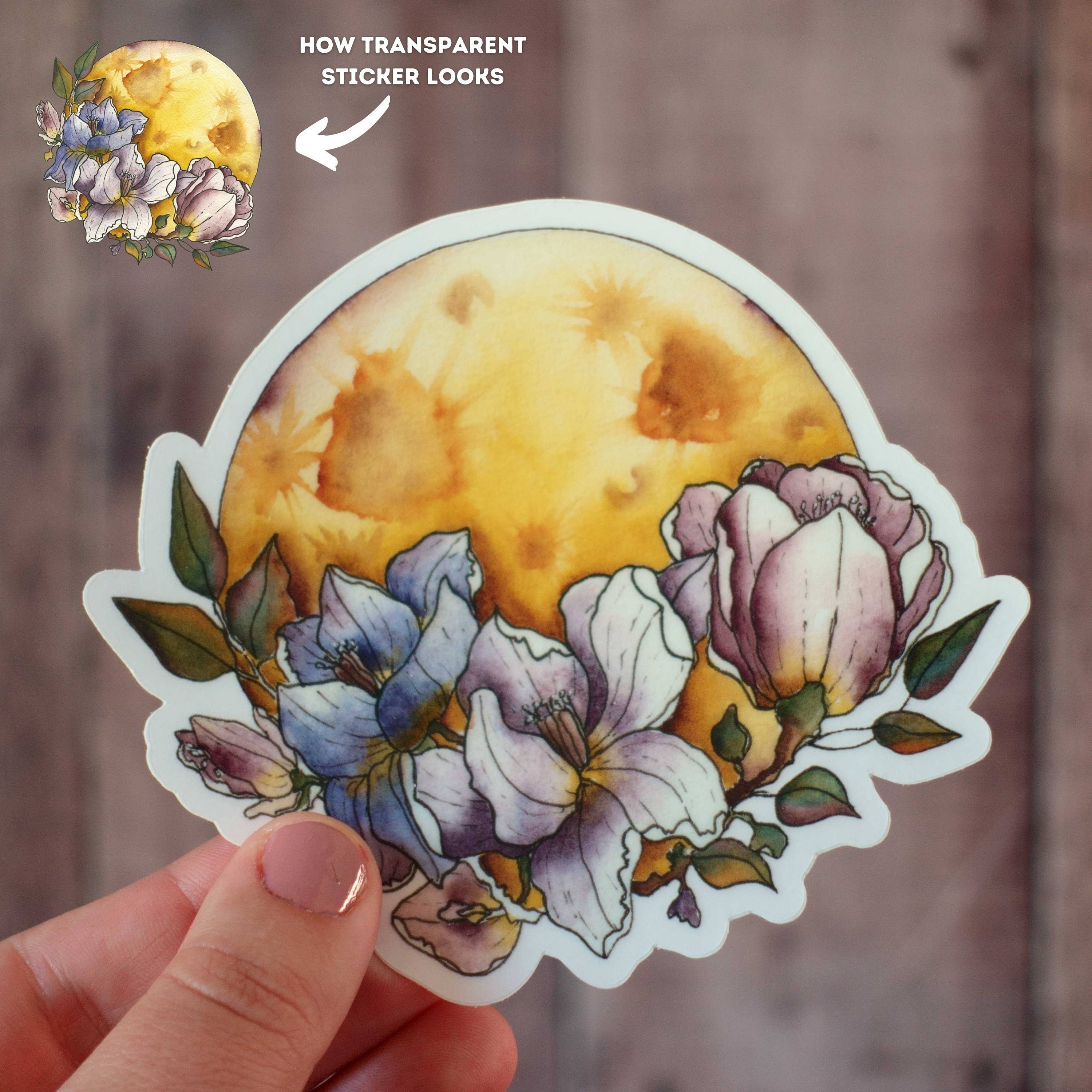 Magnolia Full Moon sticker Moon vinyl sticker Magnolia | Etsy