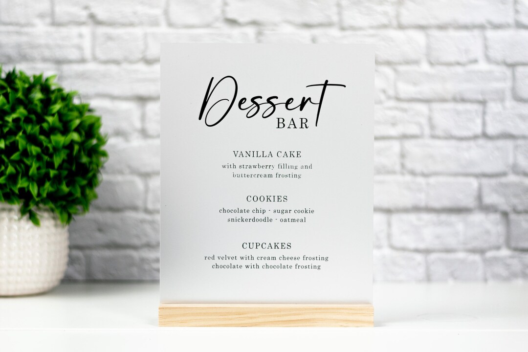 Dessert Bar Menu, Wedding Dessert Table Sign, Cake Table Decor ...