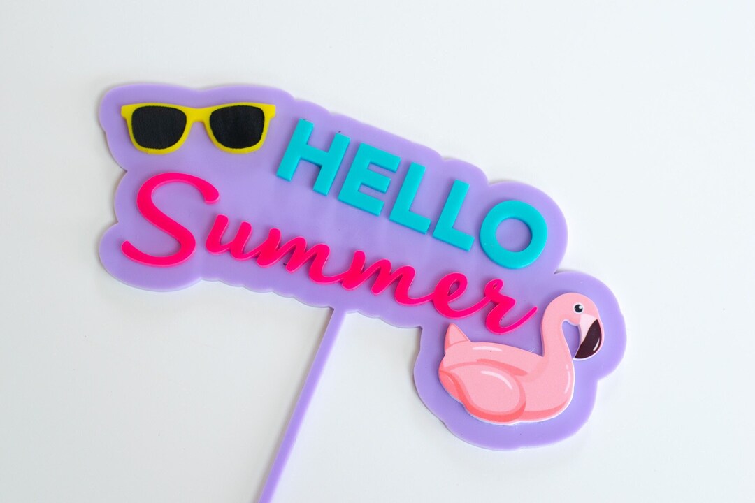 Hello Summer Cake Topper, End of the Year Party, Pool Party Cake Topper ...