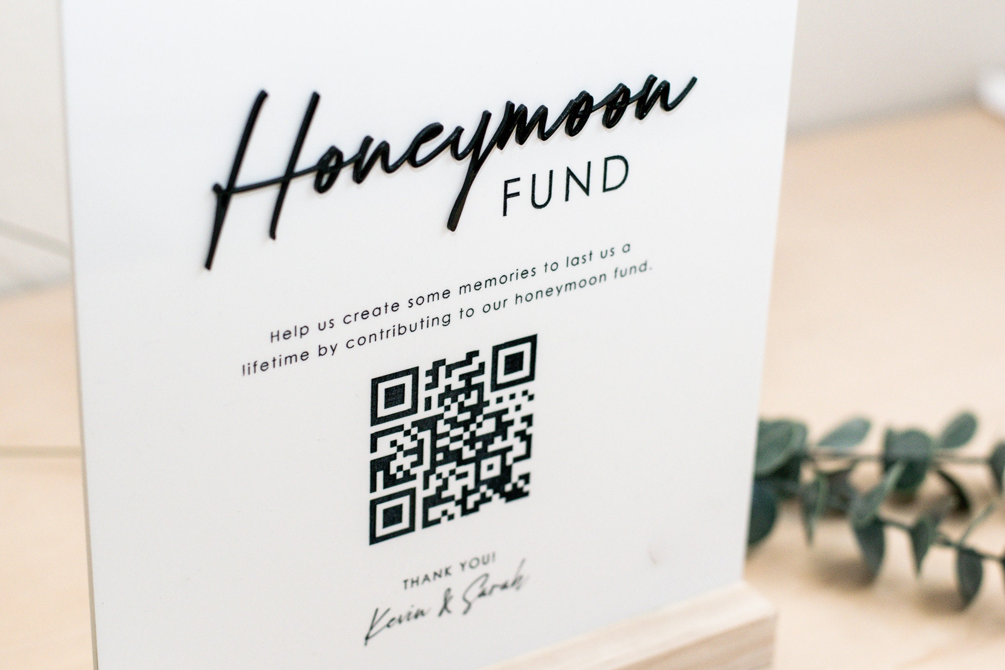 Honeymoon Fund QR Code Sign, Wedding Honeymoon Fund, Gift Table Sign ...