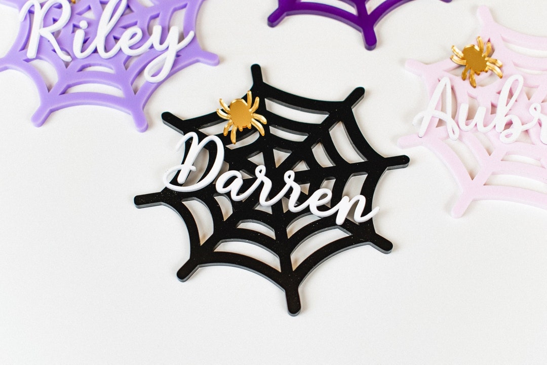 Spider Web Name Tag, Halloween Party Decor, Spooky Name Place Cards ...