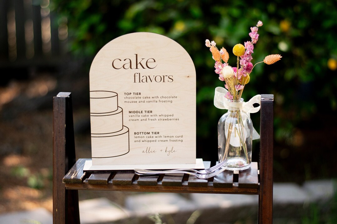 Cake Flavors Sign for Wedding, Dessert Table Sign, Custom Cake Menu ...