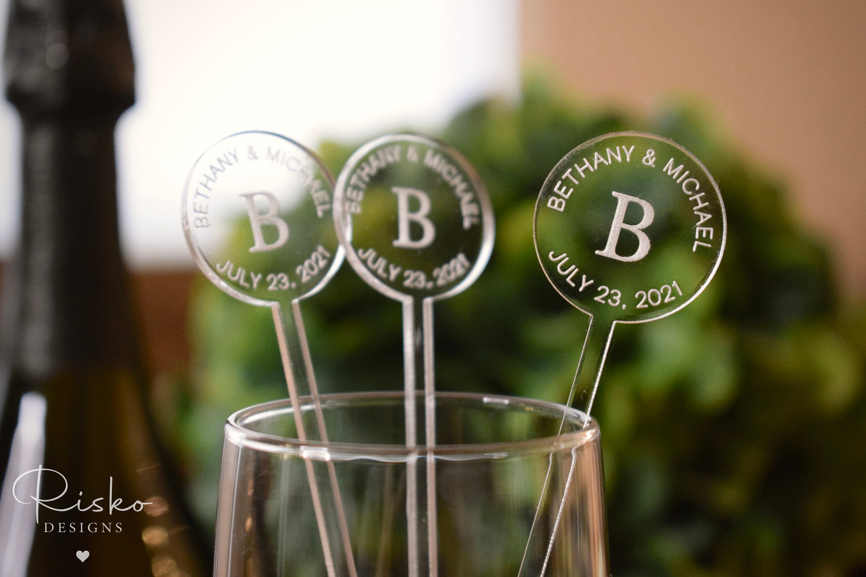 Personalized Wedding Stir Sticks, Cocktail Stirrers, Engagement Drink ...