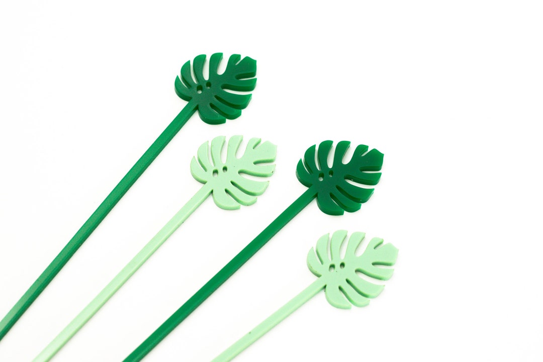 Monstera Leaf Drink Stirrers, Swizzle Sticks for Plant Themed Baby ...