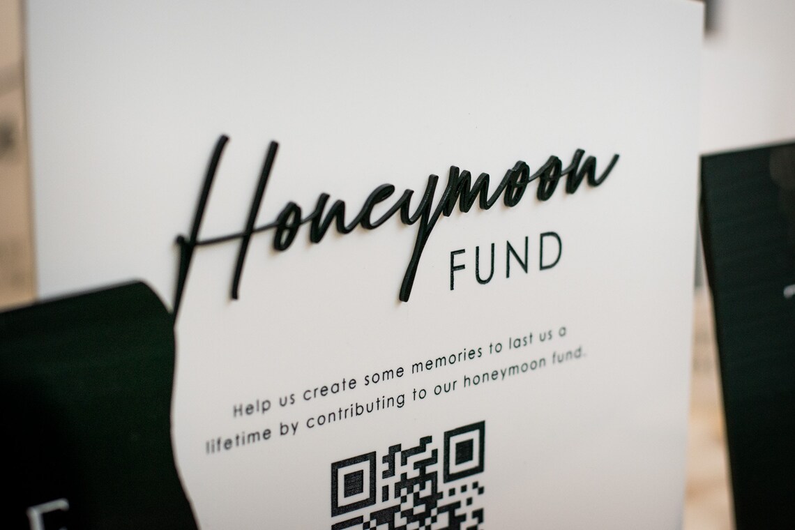 Honeymoon Fund QR Code Sign, Wedding Honeymoon Fund, Gift Table Sign ...